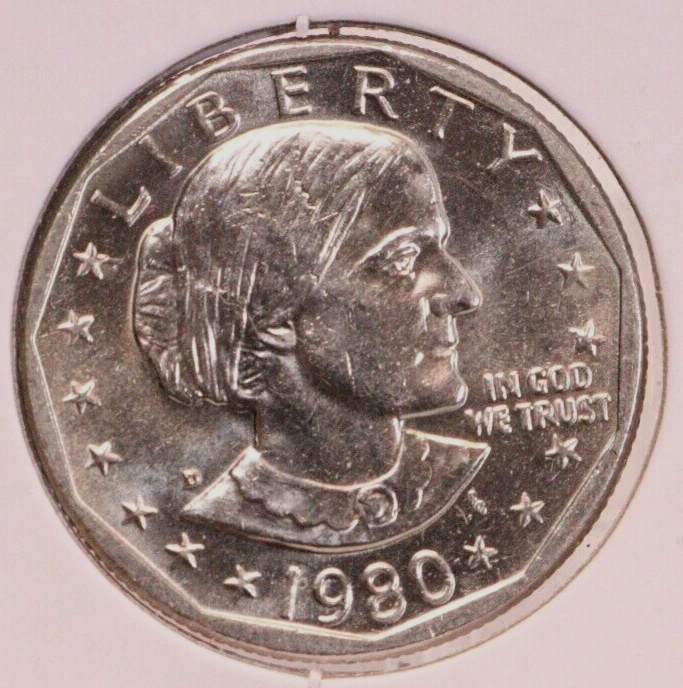 1980 D Susan B Anthony Dollar Coin Wide Rim, RARE Circulated | eBay
