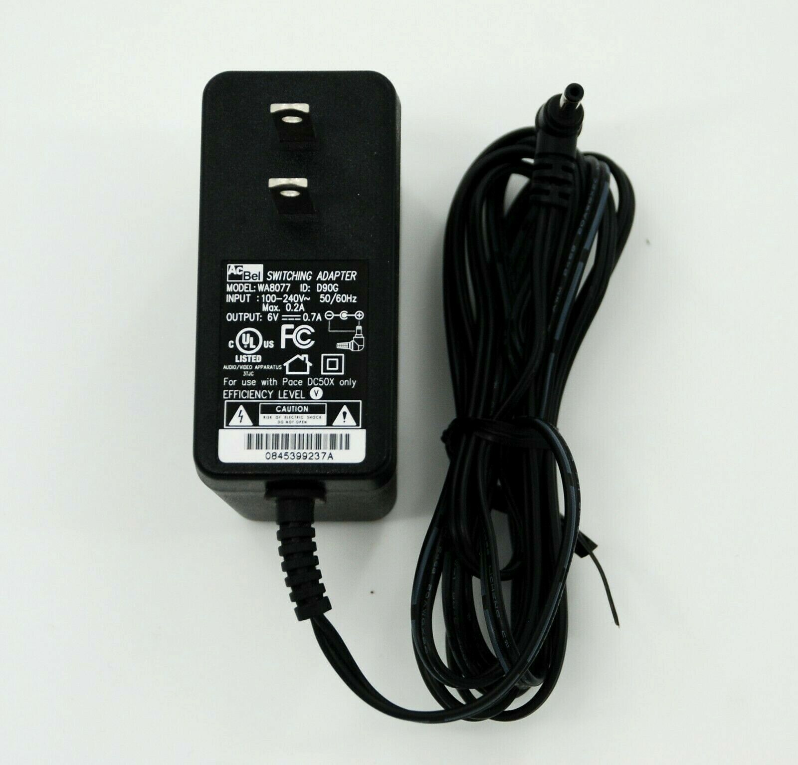 AcBel Switching Power Adapter WA8077 D90G 100-240V 50-60Hz .2A 6V .7A ...