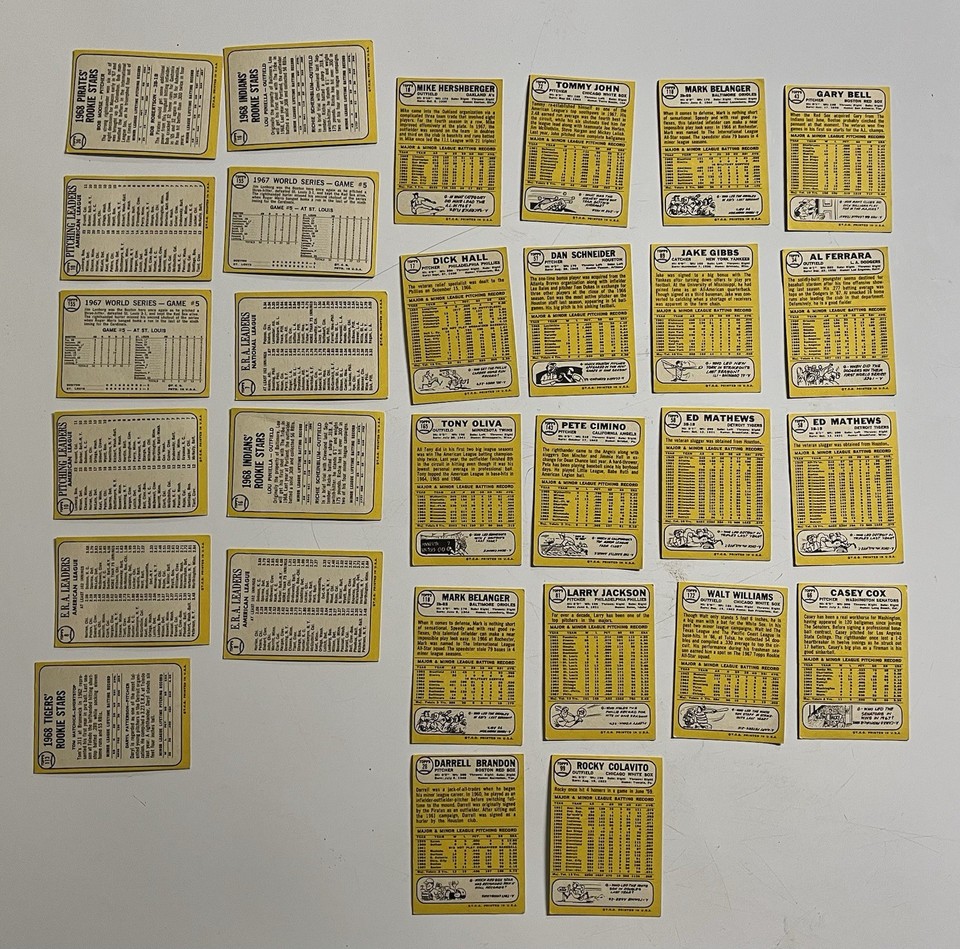 1968 Topps Baseball Card Lot (29 Cards) Walt Williams Lou Piniella | eBay