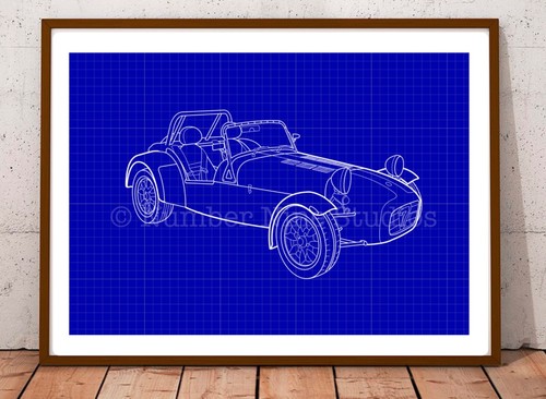 Caterham 7 Blueprint Limited Illustration,limited edition, signed by ...