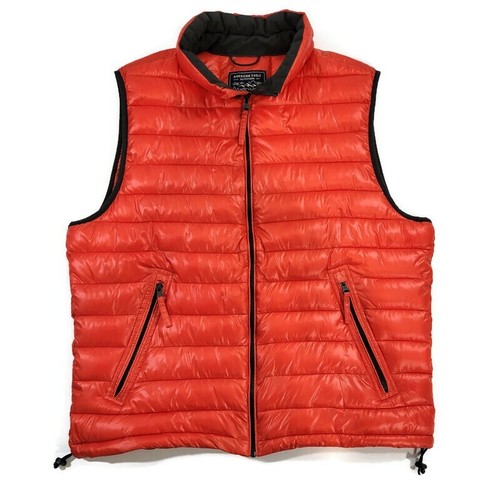 Men’s American Eagle Red / Orange Puffer Vest Sz XL EUC Full Zip | eBay