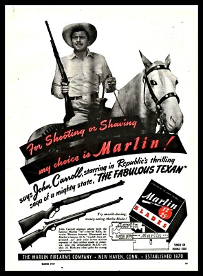 1947 MARLIN 39-A 30/30 Lever & 81-DL Rifle AD John Carroll Fabulous ...