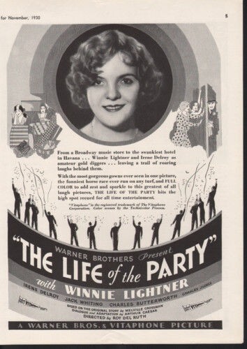 1930 LIFE PARTY WINNIE LIGHTNER IRENE DELROY FLAPPER COMEDY MOVIE AD ...