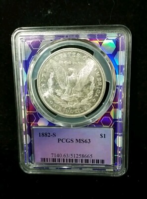 1882-S S$1 MORGAN SILVER DOLLAR PCGS MS63 White Gem Purple Holder #3460 | eBay