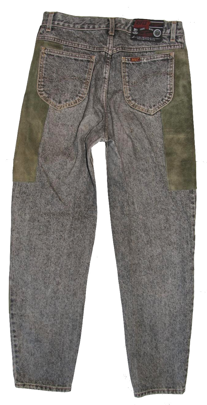 Rare: " Rifle " Jeans IN Grey With Leather Trim IN Ol… - Gem