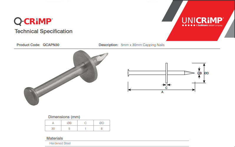 Q-CRIMP Capping Nails - Mickey Pins Masonary Nails With Washer 25mm ...