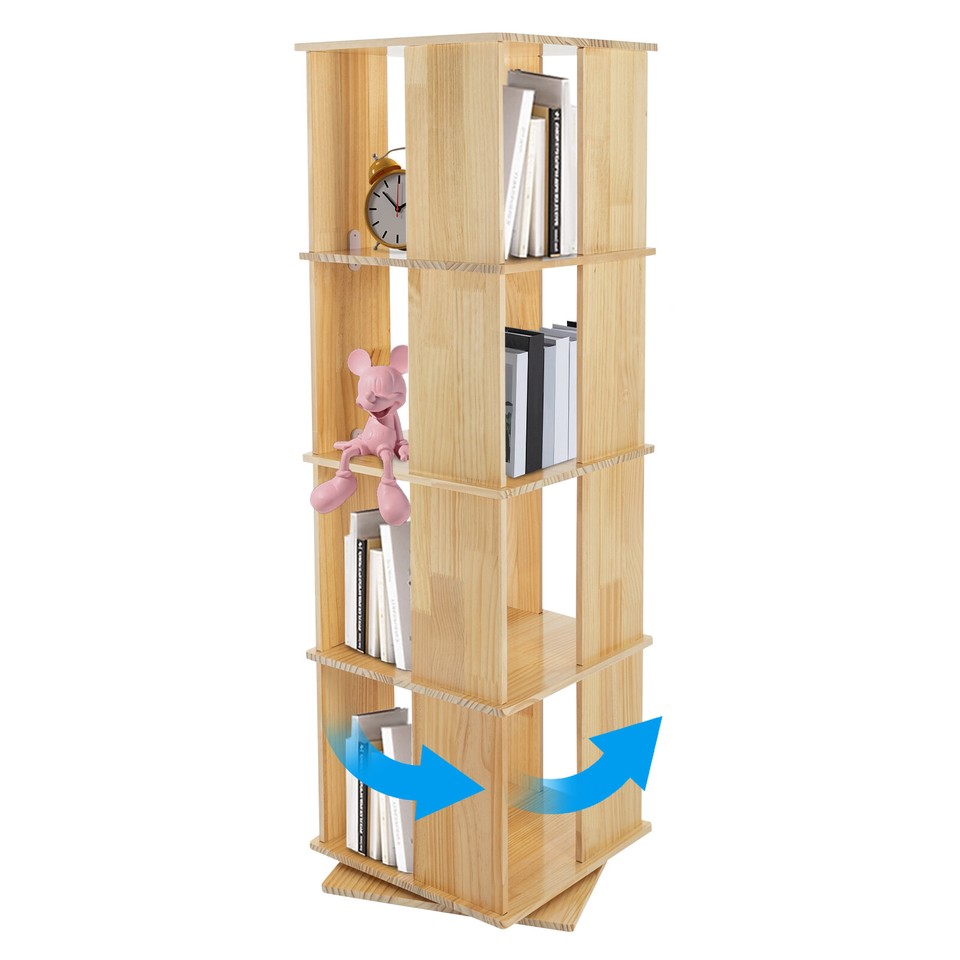 Four Tiers Rotating Bookshel 360° Revolving Bookcase PVC Display Book ...
