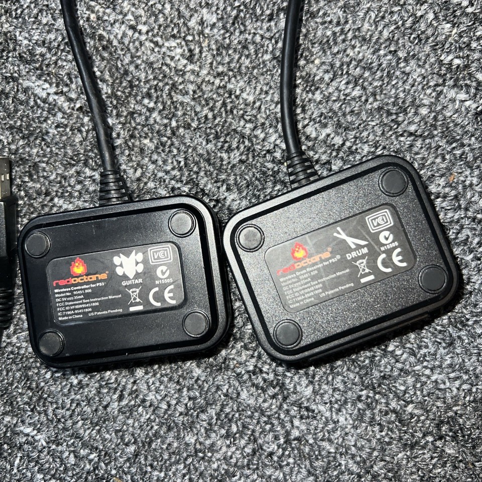 Lot of (3) PS3 Red Octane Guitar Hero USB Drum Microphone Dongle ...