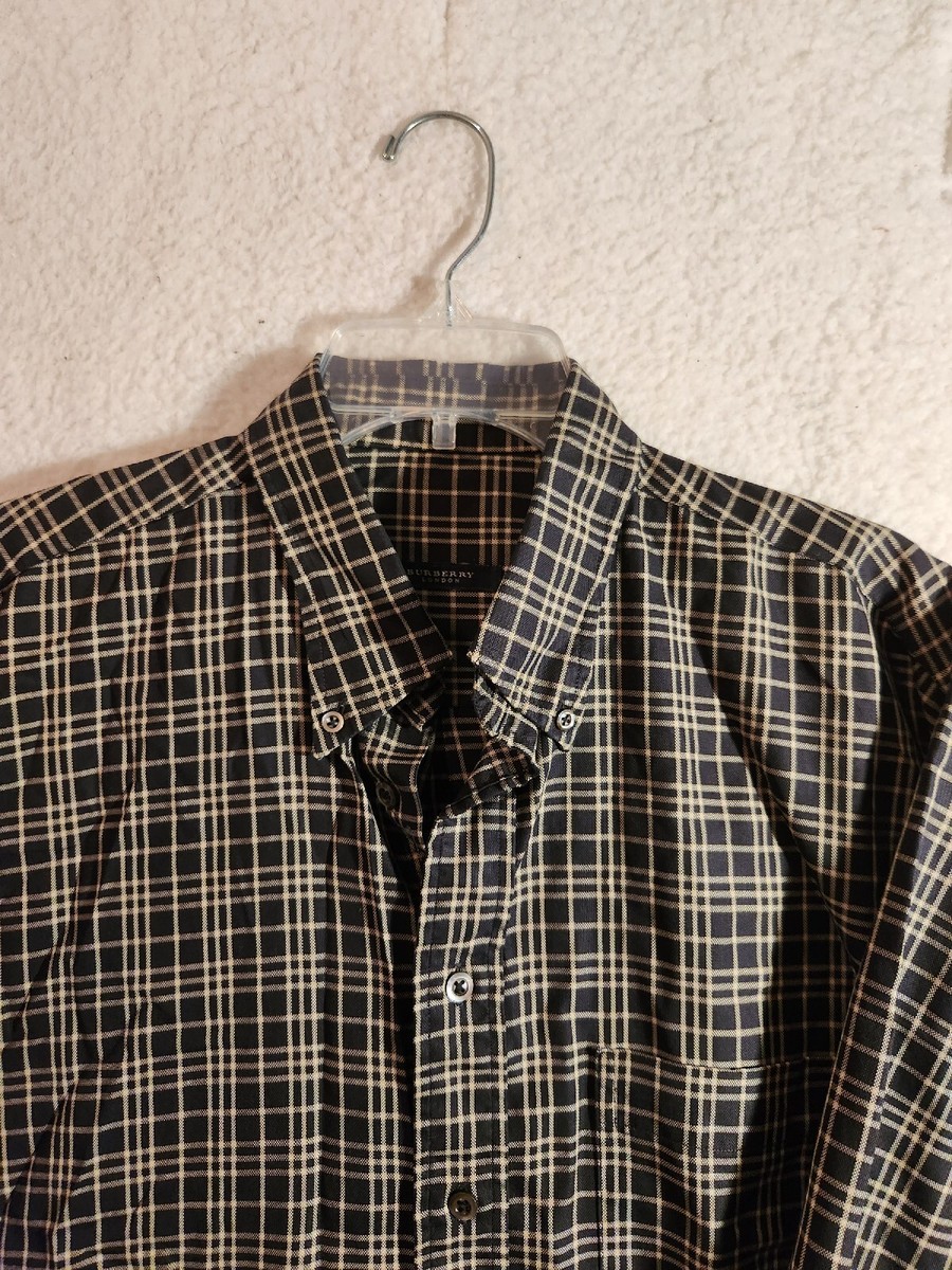 Burberry London Mens Shirt L Long Sleeve Made In USA Plaid Burberry London Mens Shirt L Long Sleeve Made In USA Plaid