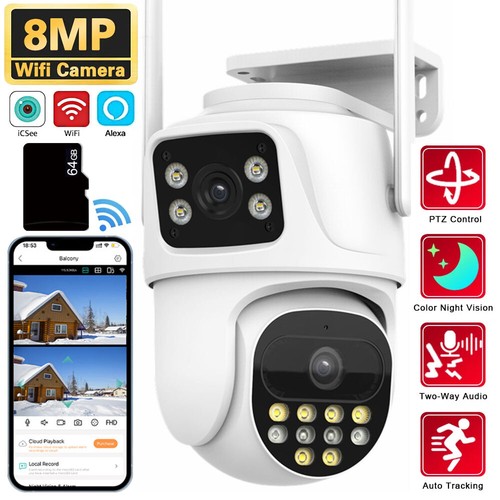8MP Wireless IP Camera WIFI Outdoor CCTV PTZ Smart Home Security IR ...