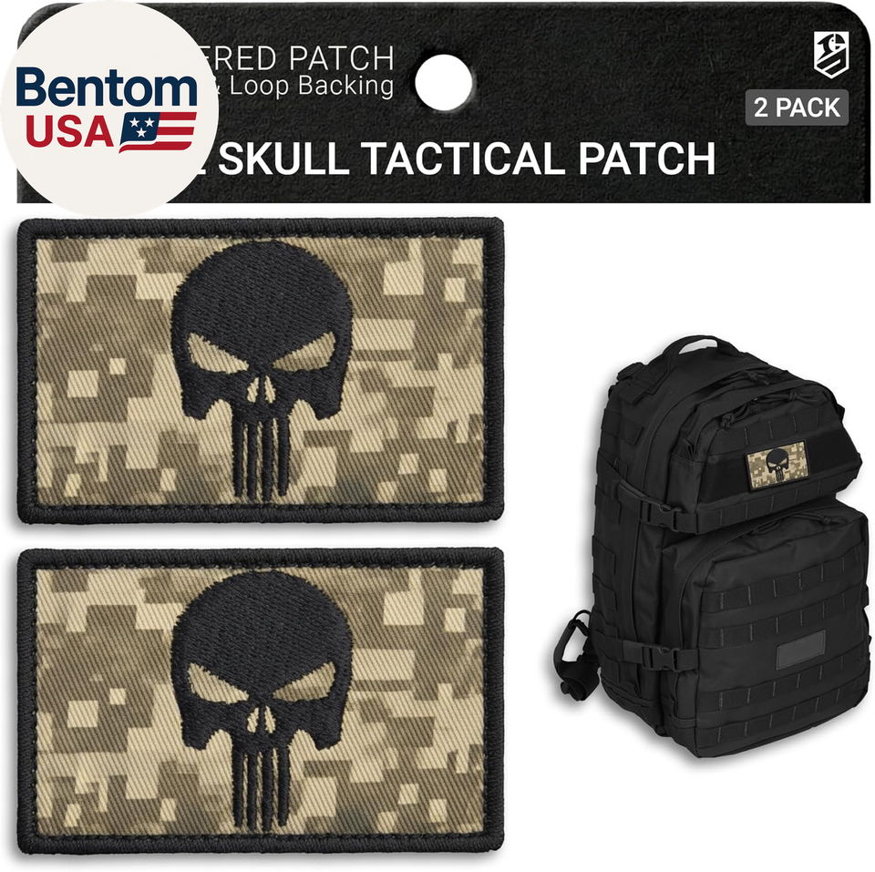 2-Pack Digital Camo Skull Patch Military Patches Hook and Loop ...