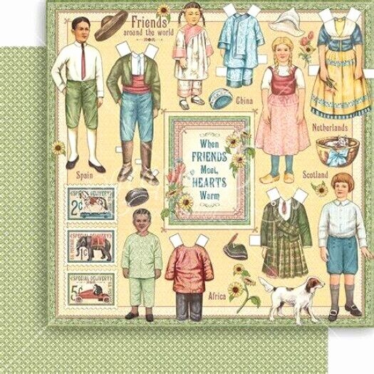 Graphic 45 Penny's Paper Doll Family 8 x 8 Cardstock PICK Mother Father ...