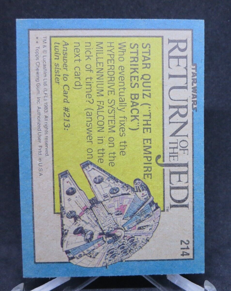 1983 TOPPS STAR WARS #214 Tie Interceptor ROTJ CARD Nice Shape | eBay