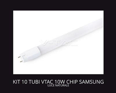 KIT 10 TUBI LED VTAC NEON LED 60CM 10W CHIP SAMSUNG LUCE NATURALE SKU ...