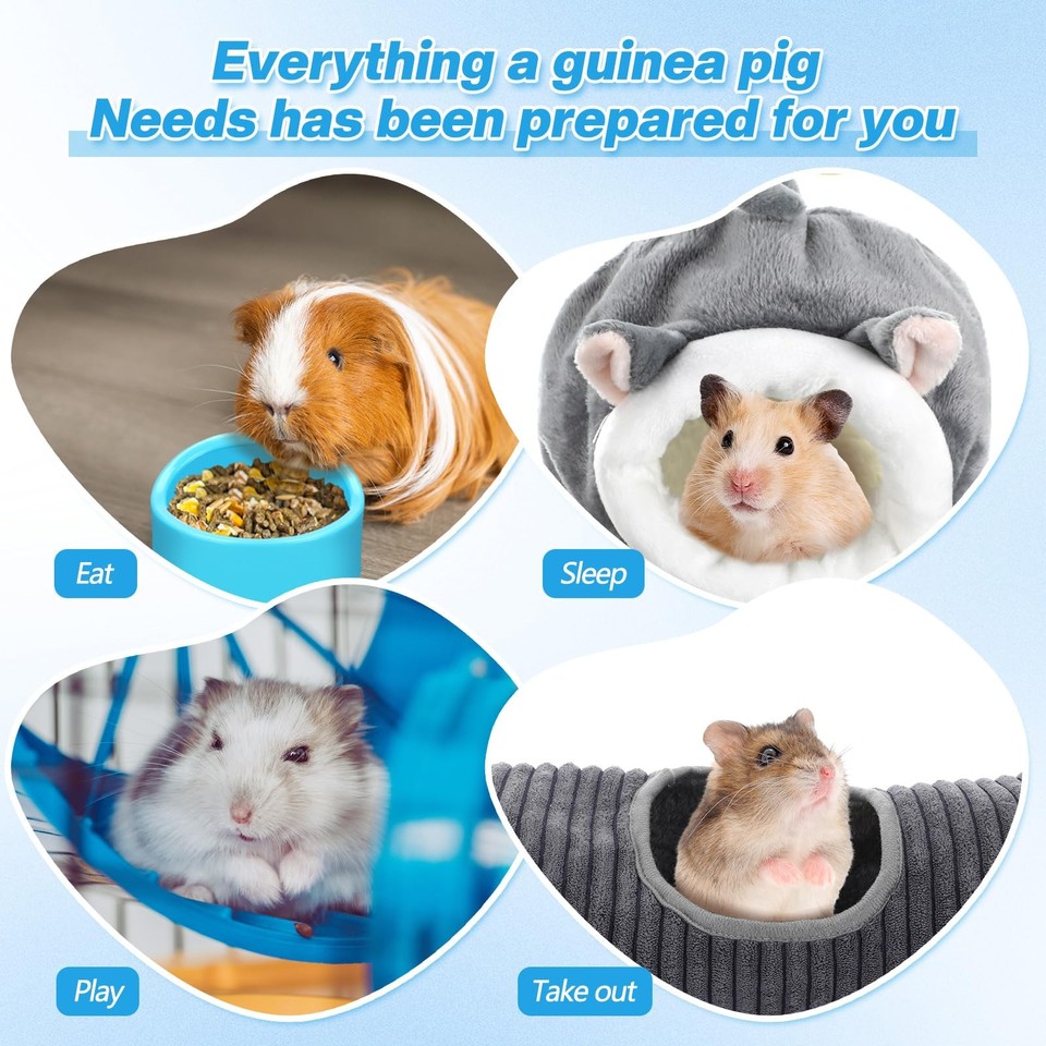 24 Pcs Guinea Pig Starter Kit Hamster Cage Accessories Toys House Bed ...