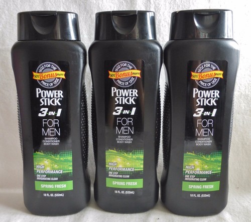 3 Power Stick 3 In 1 Shampoo Conditioner Body Wash Spring Fresh 18 Oz ...