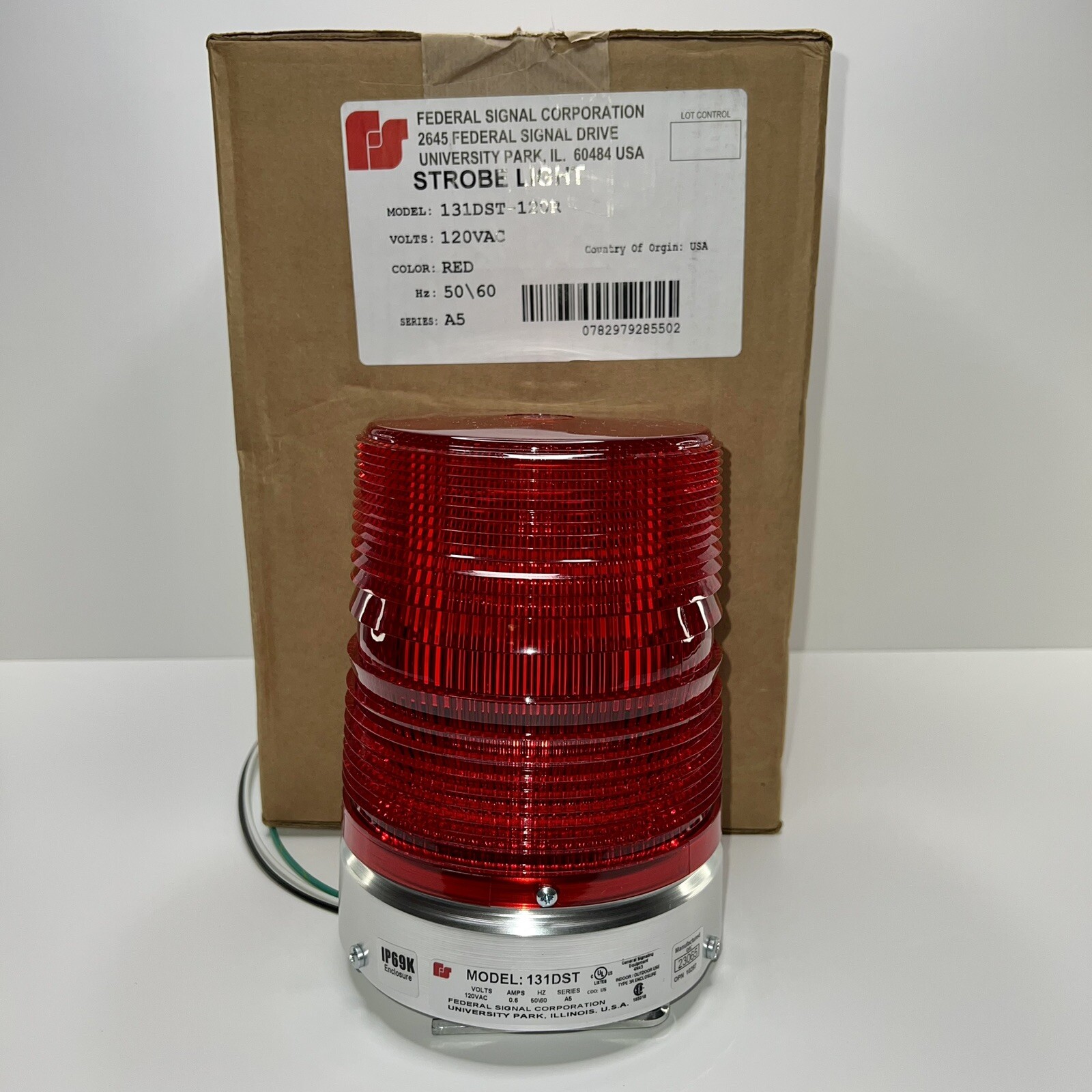 Federal Signal 131dst-120r Warning Light Double Flash Strobe Red for ...