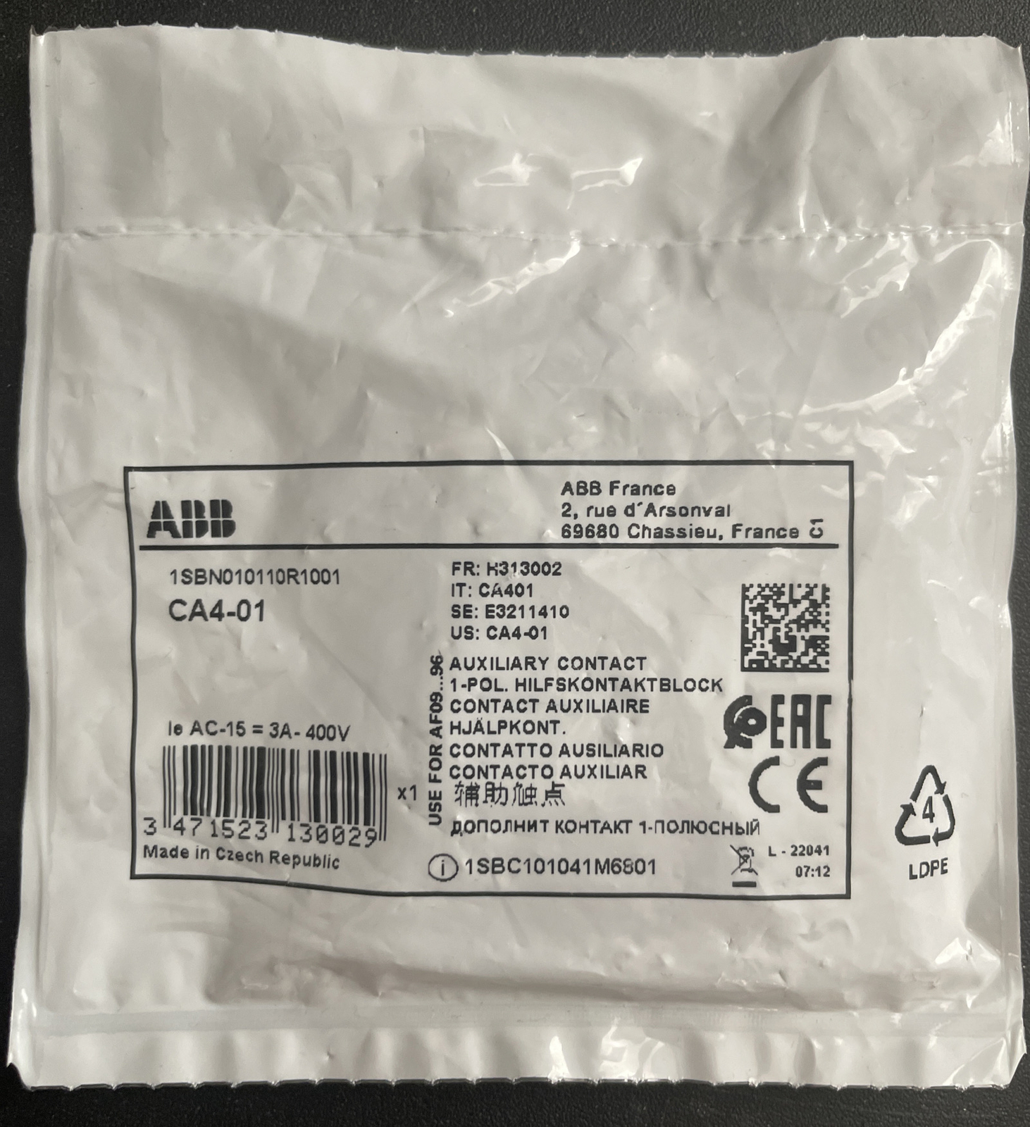 ABB CA4-01 Auxiliary Contact Block 1SBN010110R1001, Brand New | eBay