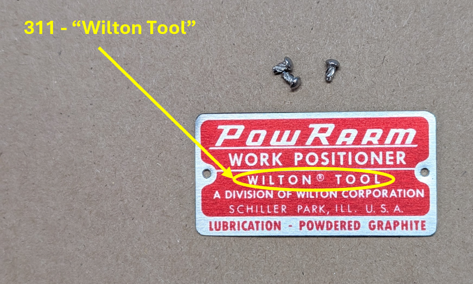 Wilton 301 / 311 Pow-r-Arm Plaques - Decal Sticker Badge Plaque Label ...