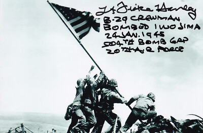 Lt. Fiske Hanley Signed Autographed 4x6 Photo Iwo Jima WWII USAF Kemper ...