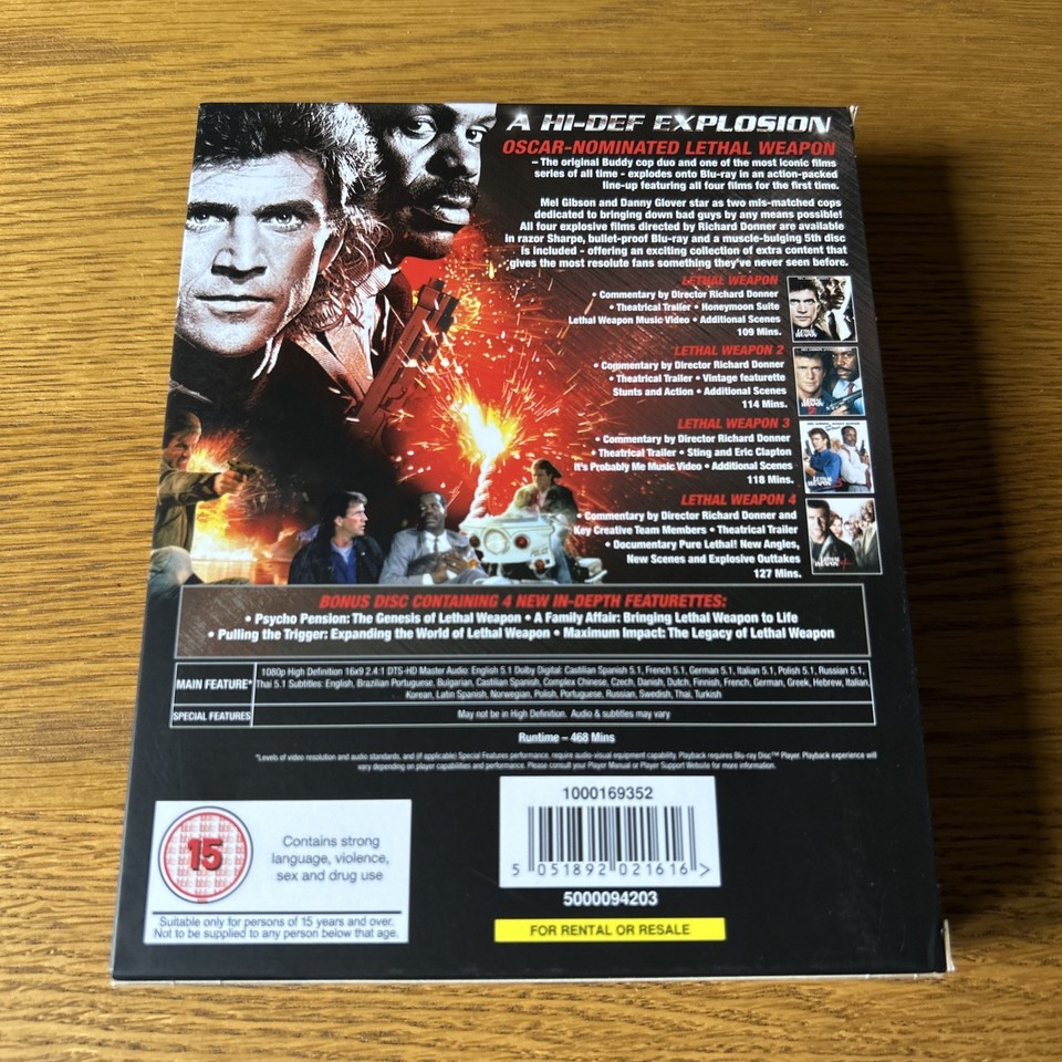 Lethal Weapon Complete Collection - 1 - 4 Boxset (Box Set) (Blu-ray) UK ...