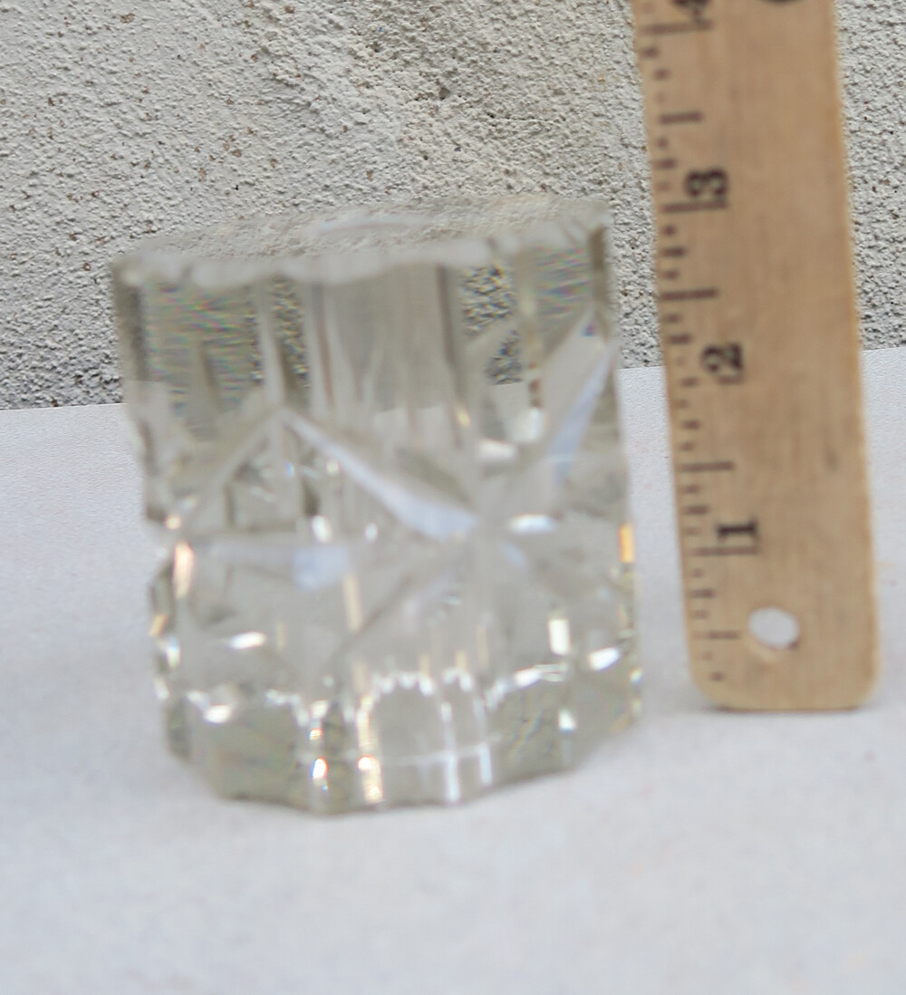 Cut crystal clear glass Vintage Lamp spacer part Czech Italy Austrian ...