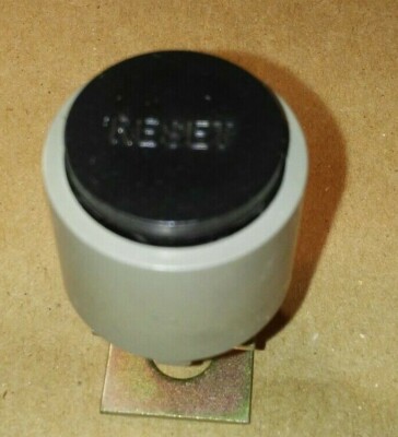 1" Black Momentary 7/8" Raised RESET Push Button - 1/2" Shaft Bracket ...