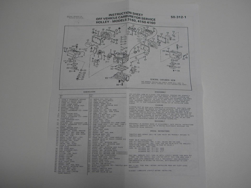 Holley 4150 Carb Rebuild Kit Double Pumper 4777 4778 4779 4780 4781 ...