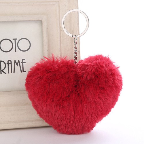 Cute Fluffy Keychain Heart Shape Keys Ring Car Handbag Pendant ...