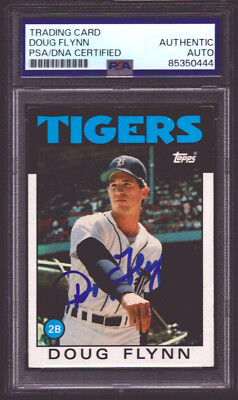DOUG FLYNN 1986 Topps #436 AUTOGRAPH PSA/DNA Signed TIGERS AUTO Mets ...
