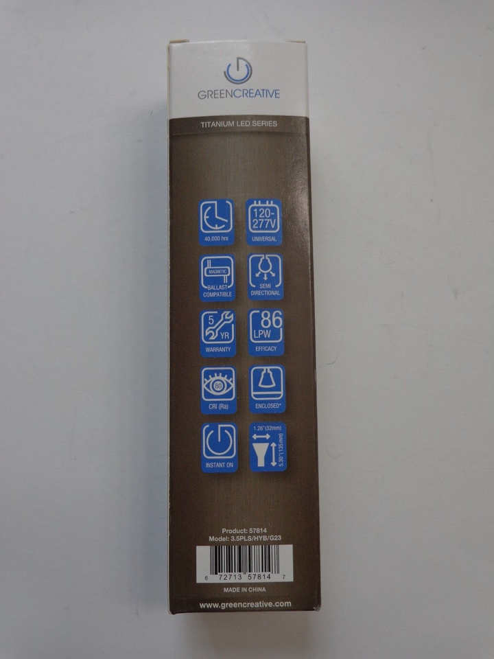 Green Creative 57814 3.5PLS/HYB/G23 Neutral White 3500K 9W=3.5W 300 ...