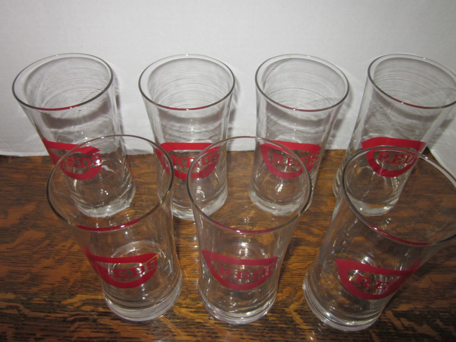 Set of 7 vintage Cincinnati Reds Baseball Team logo drinking glasses ...