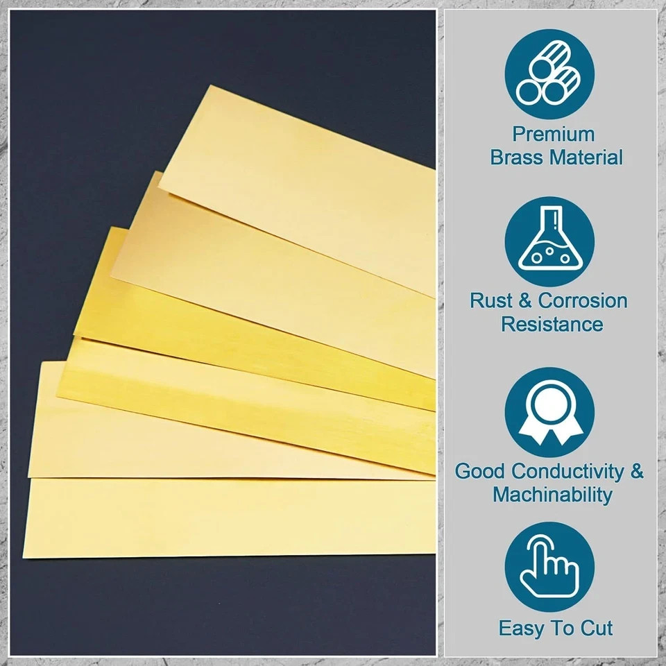 12 Brass Strip Shim Stock Assortment | Metal Shims | Various Thickness ...