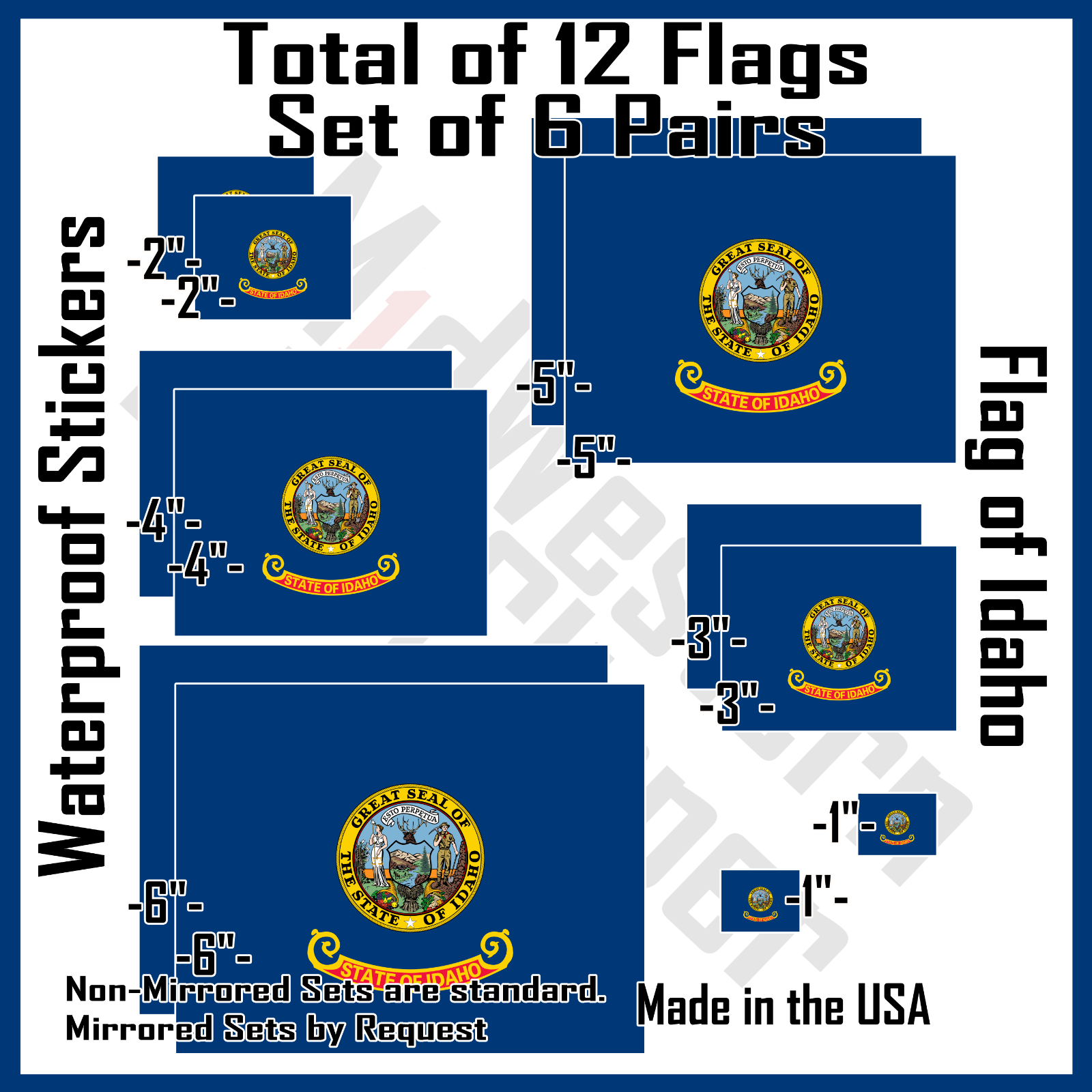 12 Idaho State Flags Stickers/Decals, waterproof, suitable on cars. ID ...