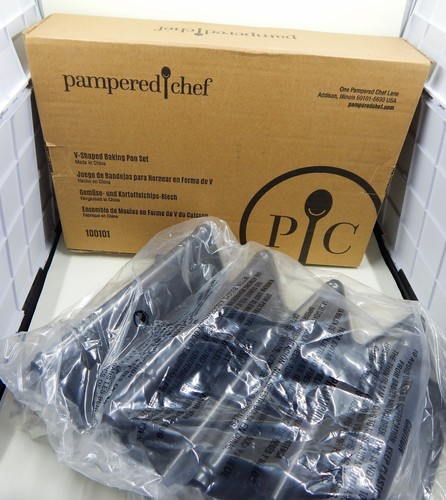 Pampered Chef V-Shaped Taco Chip Baking Pan Set 100101 - Non-Stick New ...
