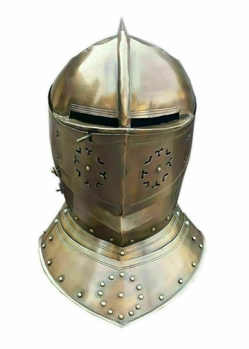 Medieval Knight Metal Tournament Close Armor Helmet Very 18 Ga Sca Larp ...