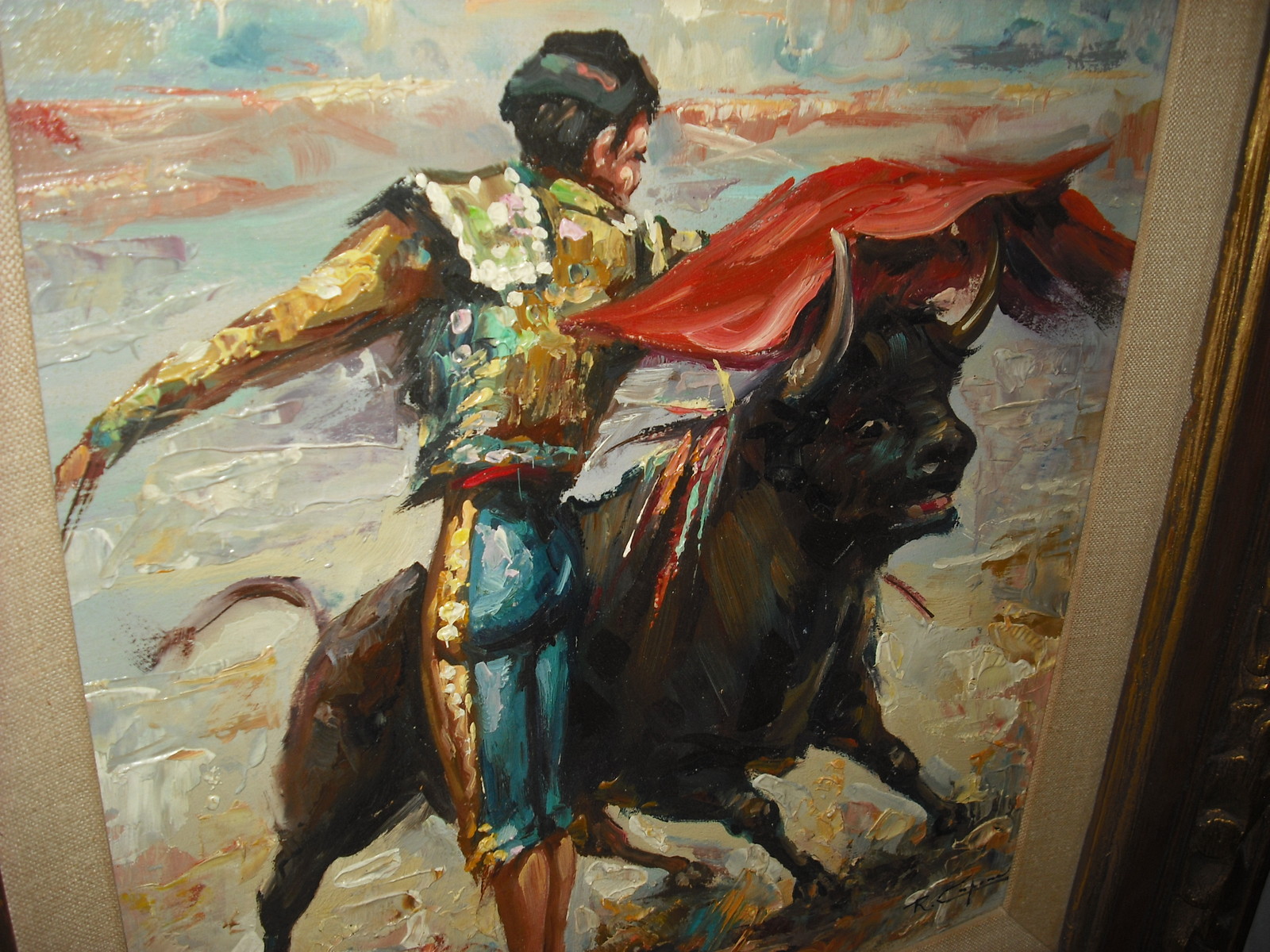 vintage Spain or Mexico bullfight BULLFIGHTER painting | eBay