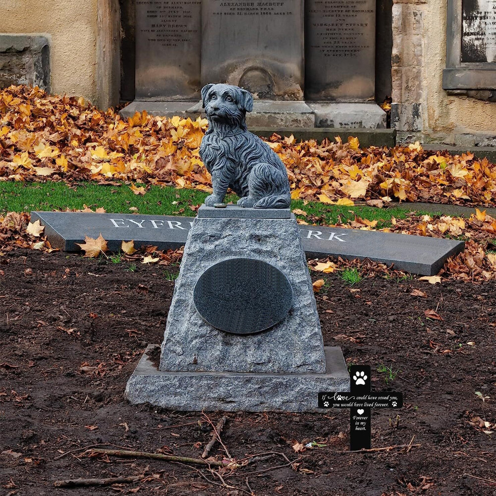 Cross Or Hearted Memorial Yard Dog Paw Elegant Pet Grave Marker ...