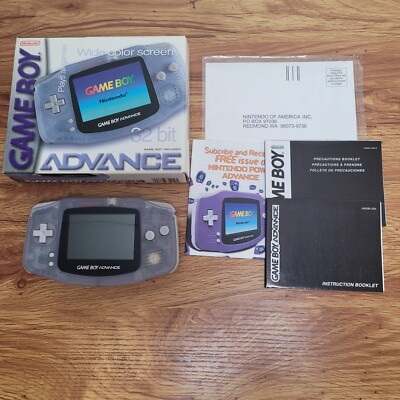 Nintendo Game Boy Advance GBA Console Clear Glacier CIB Complete in Box ...