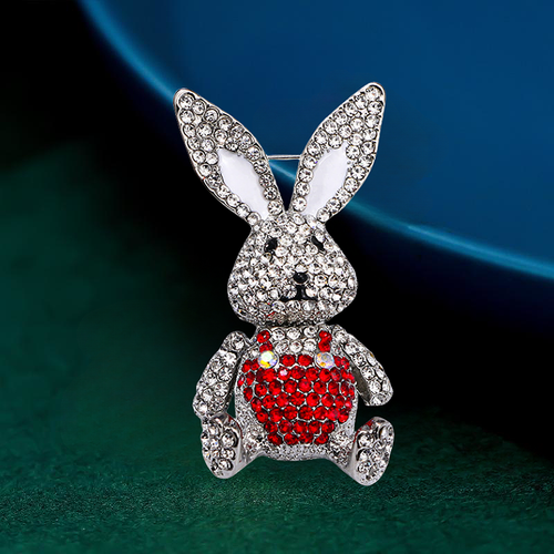 Red Clear Crystal Rhinestone Enamel Cute Bunny Rabbit Brooch Pin | eBay