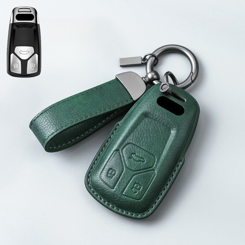 Genuine Leather Car Smart Key Fob Case Cover For Audi S5 SQ5 Q5 Q7 A4 ...