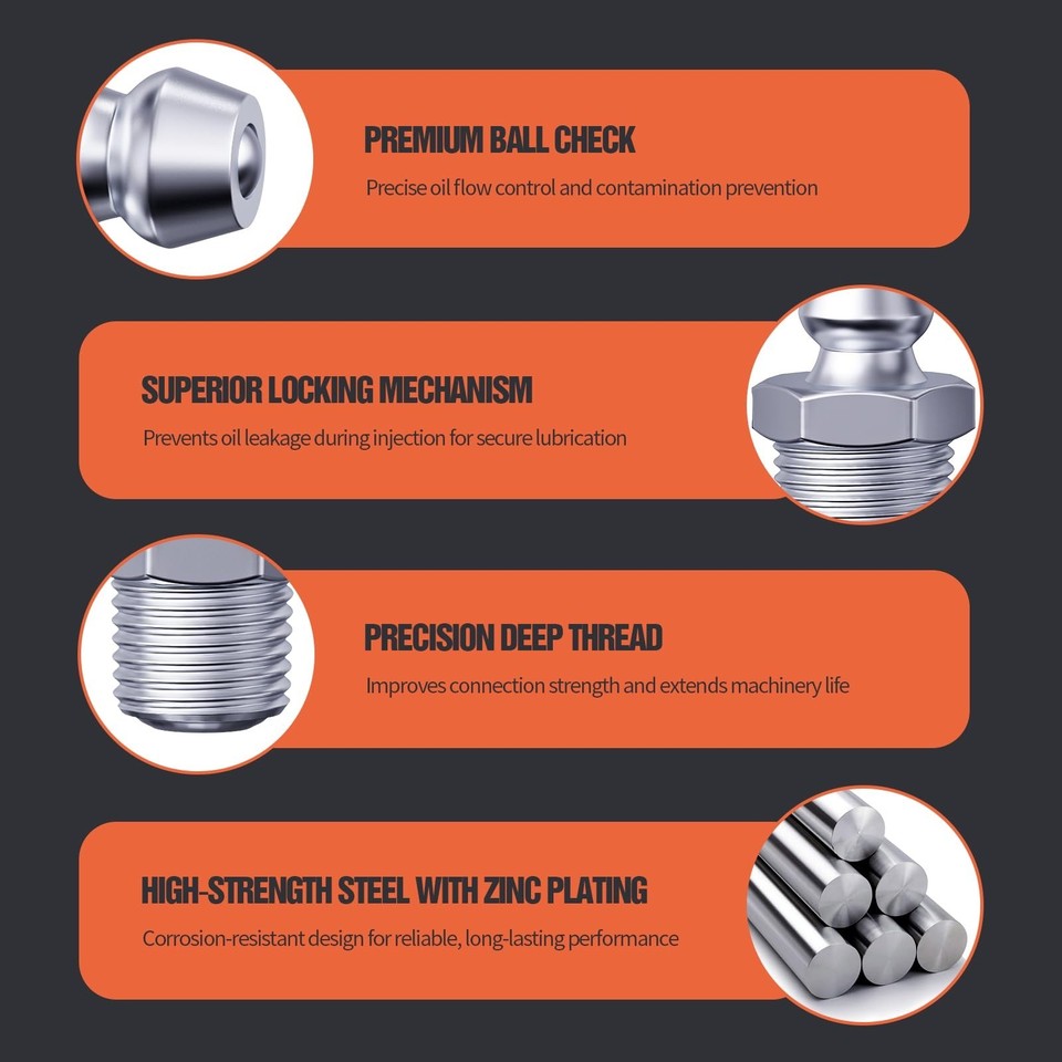 M8 Zerk Grease Fittings, Metric Grease Nipples with Straight, Grease Fittings... | eBay