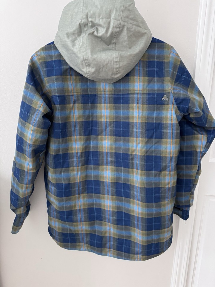 Burton Snowboard Jacket Youth Boys L 14 16 Blue Plaid Dryride Ski Coat ...