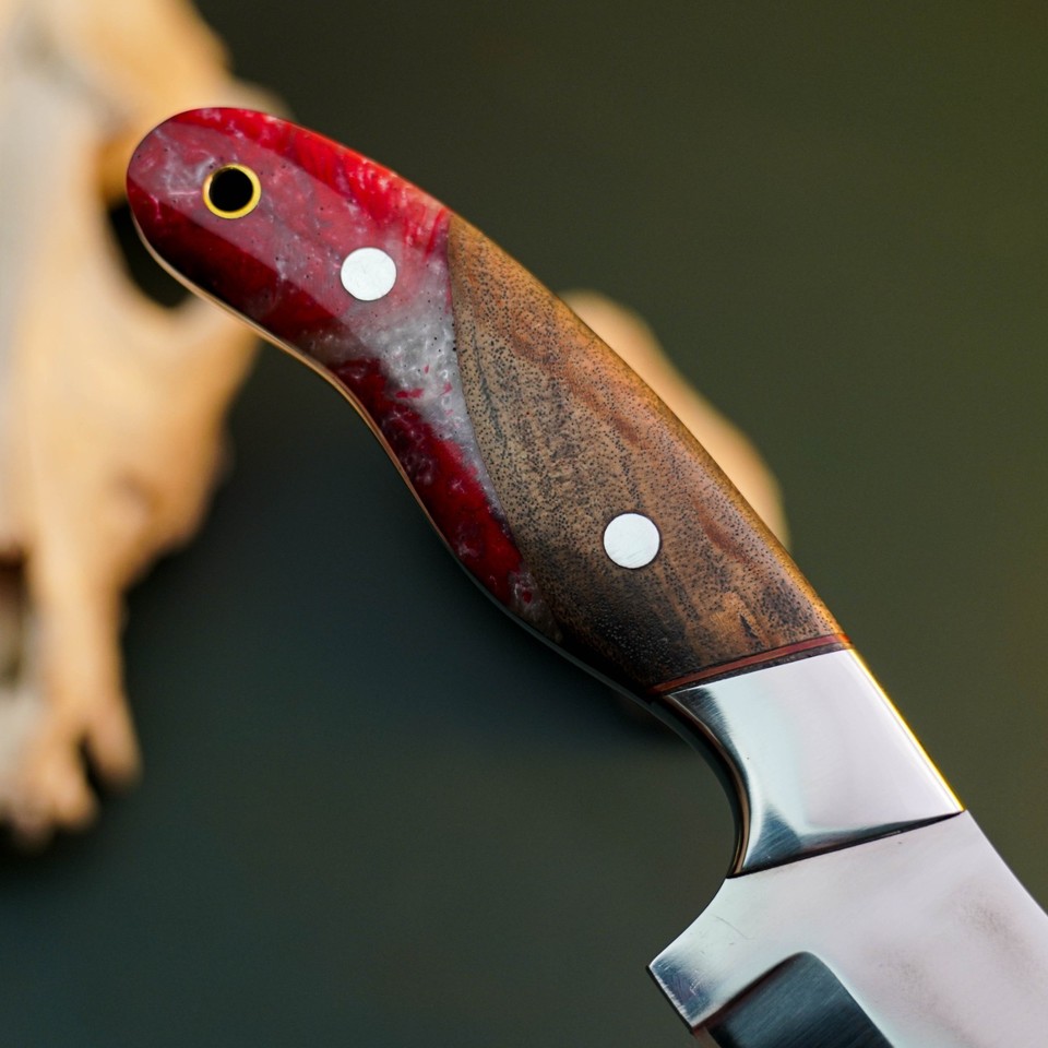 Gift-Ready 8.8" Damascus / Steel Knife Full Tang Hunt it Hunt + Leather ...