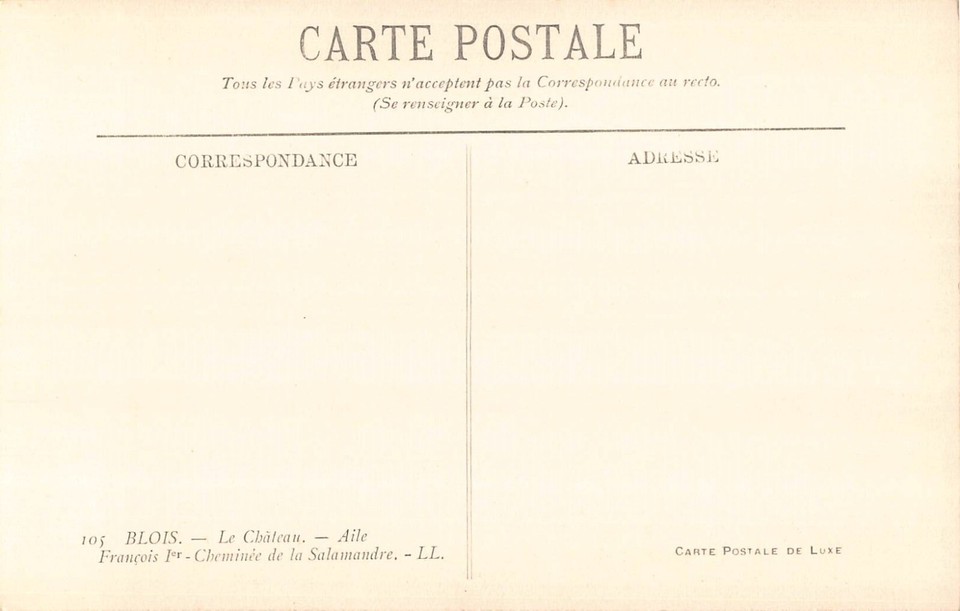 C056 France Blois Le Chateau Cheminee de la Salamandre vintage postcard | eBay