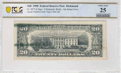 Ink Smears Error. $20 1990 Federal Reserve Note, Richmond | eBay