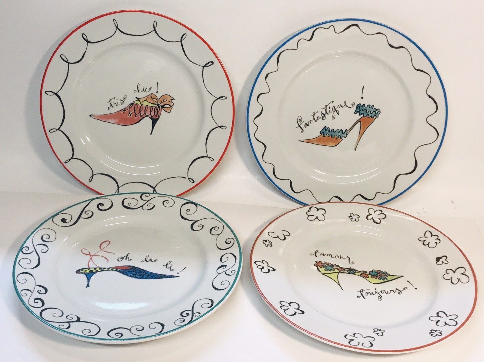 Cipa Porcellane Italy 7 3/4” Dessert Plates Shoe Pattern Set Of 4 | eBay