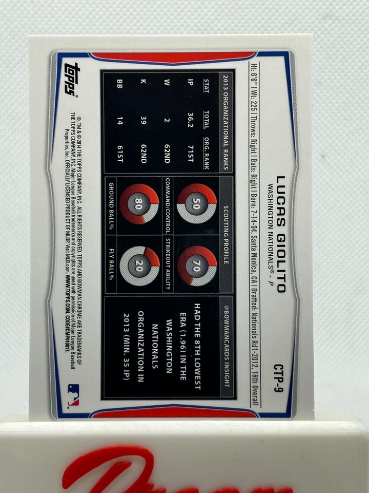 2014 Bowman Chrome Lucas Giolito #CTP-9 REFRACTOR Rookie Card | eBay