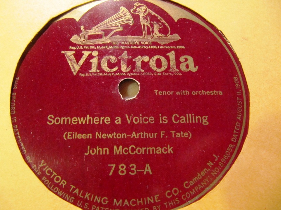 1914 John McCormack Signature Song SOMEWHERE A VOICE IS CALLING ...