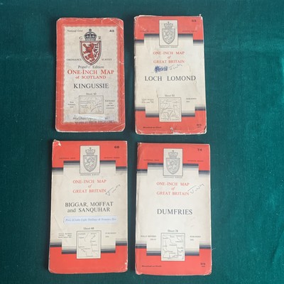 4 Vintage Scottish Ordnance Survey Maps. Loch Lomond, Bigger, Dumfries ...